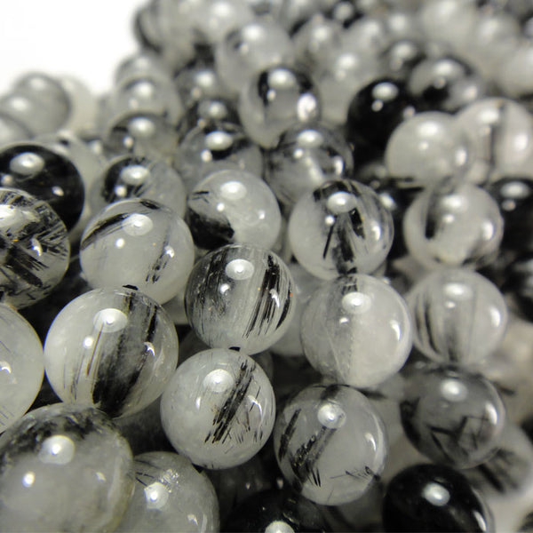 Black Tourmalinated Quartz 8mm Round Beads – Cheap Beads