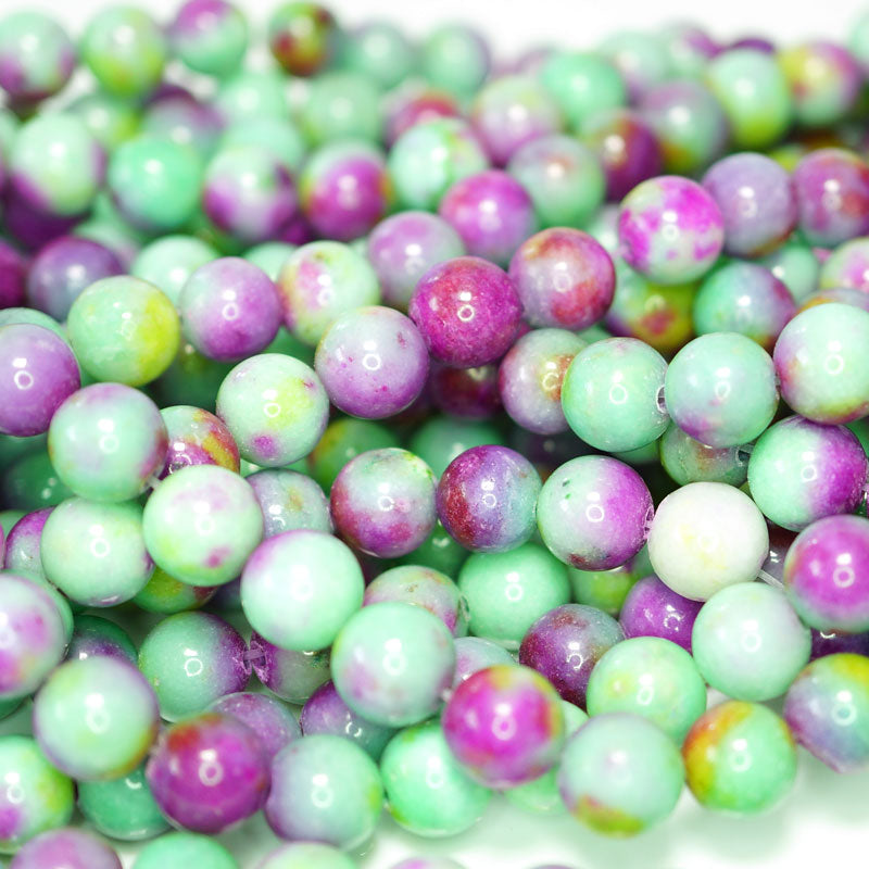 Dyed Jade Green/Purple Multicolour 8mm Round Beads – Cheap Beads